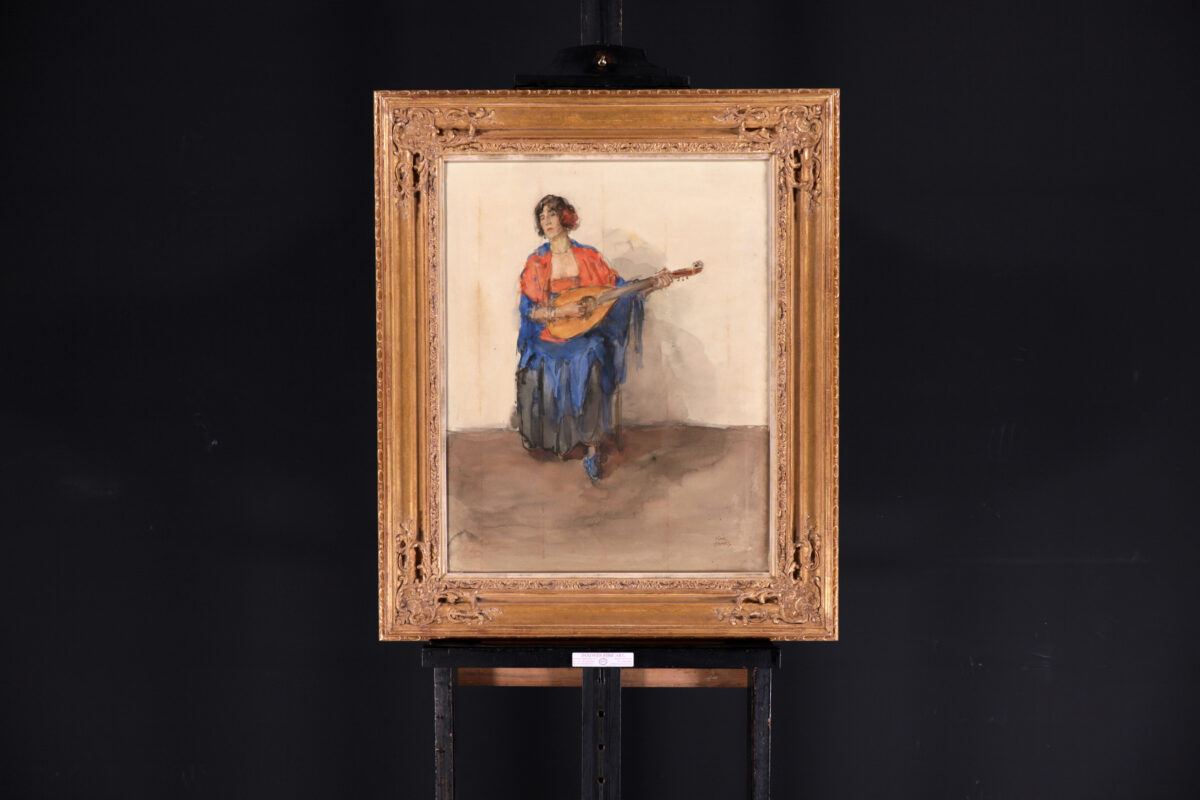 Isaac Israels - Guusje van Dongen Mandoline - aquarel te koop